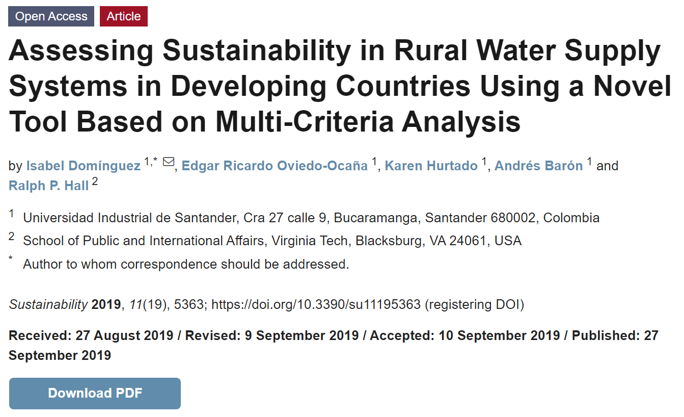 New Paper on RWSS Sustainability – Ralph P Hall